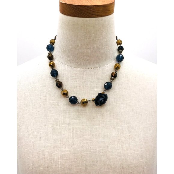 Sabika | Jewelry | Vintage Necklace Sabika Rose Pendant Blue And Gold ...